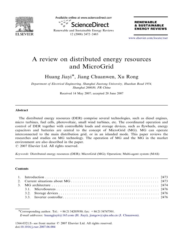 A Review On Distributed Energy Resources and MicroGrid | PDF | Power ...