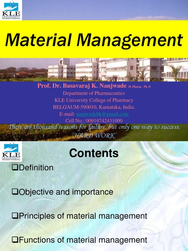 Material Management: There Are Thousand Reasons For Failure, But Only ...