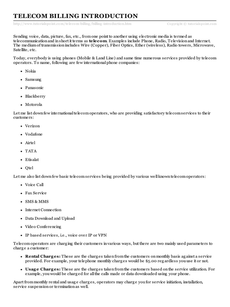 Billing Introduction | PDF | Invoice | Roaming