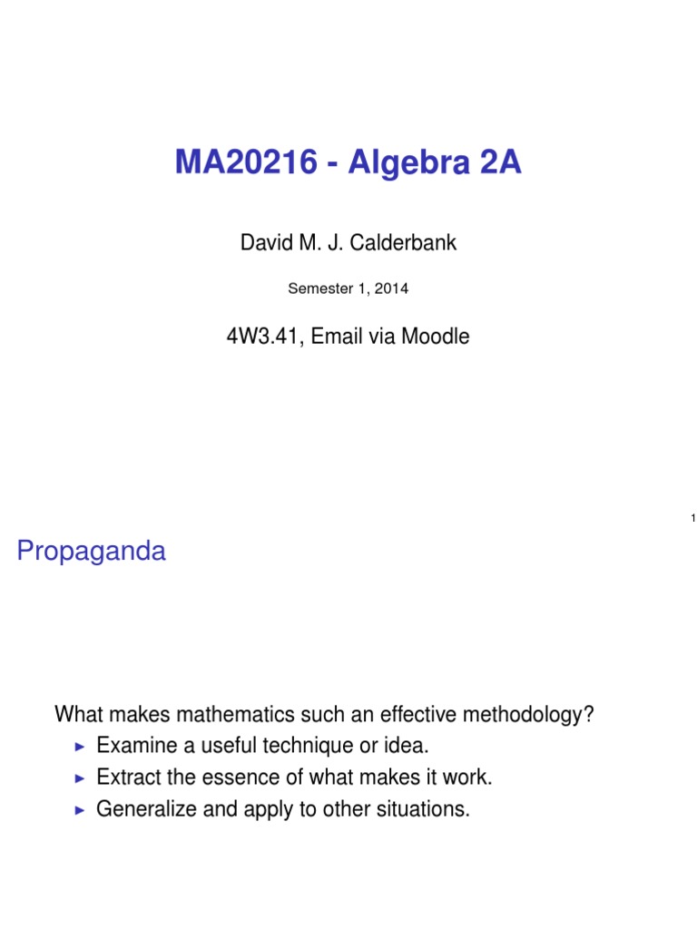 Algebra 2A Lecture 1 | PDF | Vector Space | Geometry