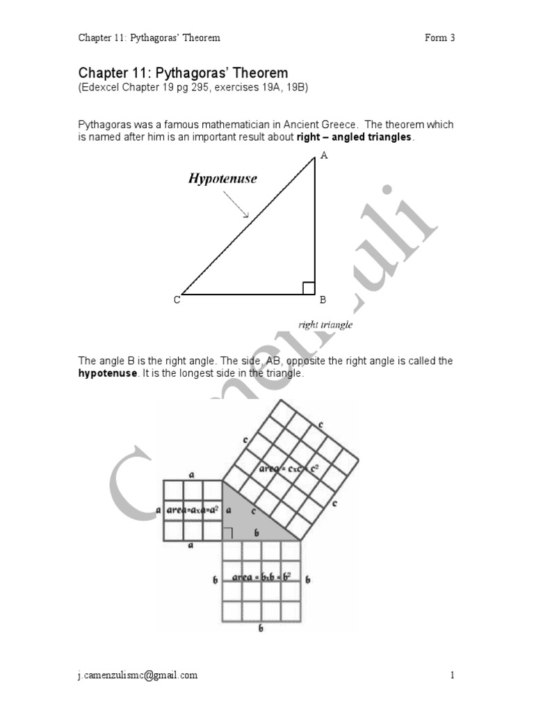 Pythagoras Theorem F3 Notes | Download Free PDF | Triangle | Geometric ...