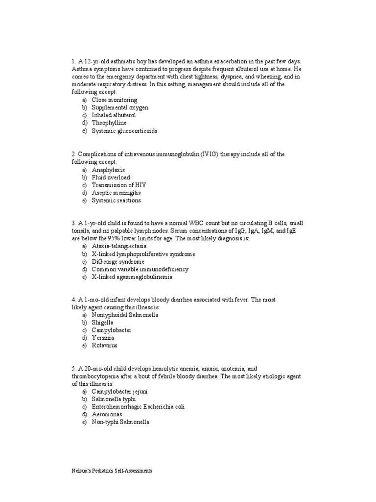Sample MCQs | PDF | Asthma | Immunology