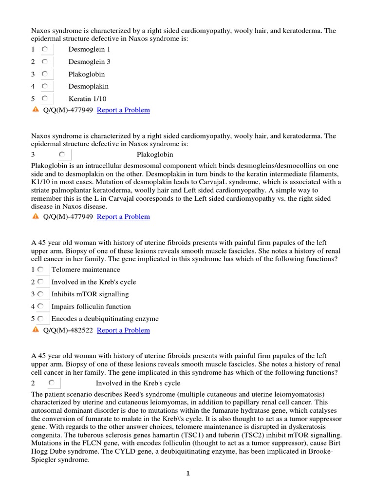 Genodermatosis MCQs | PDF | Cancer | Cutaneous Conditions