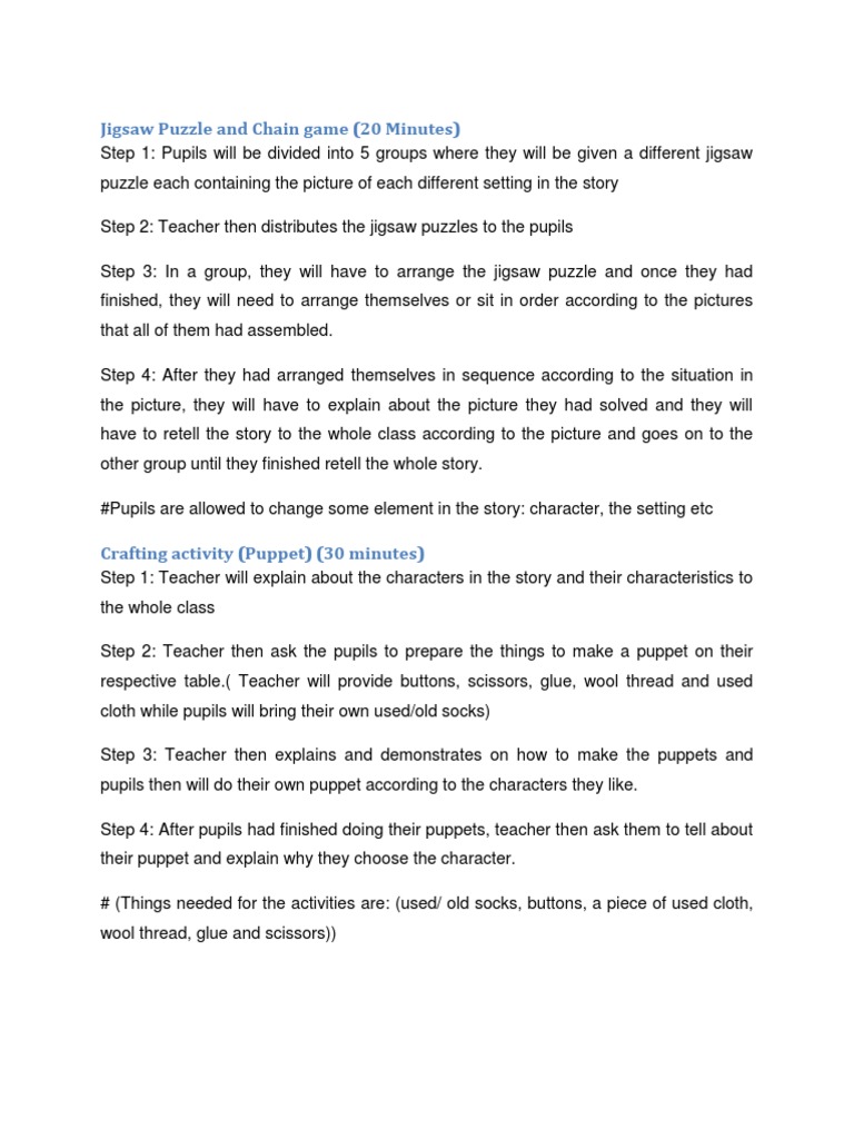 Jigsaw Puzzle Activity Instructions | PDF | Part Of Speech | Language ...