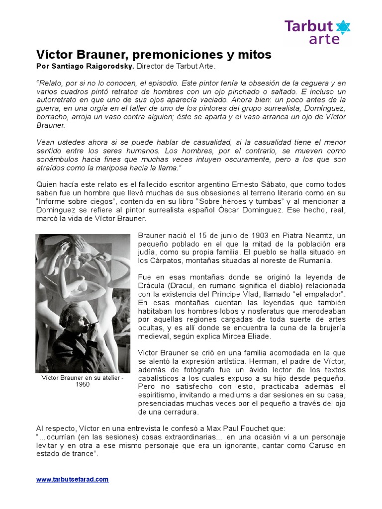 Víctor Brauner, Premoniciones y Mitos | PDF | Surrealismo | Pinturas