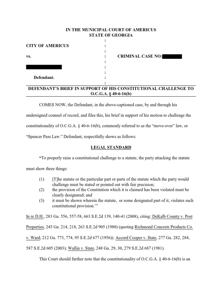 Constitutional Challenge to Move Over Law in Georgia | Mens Rea ...