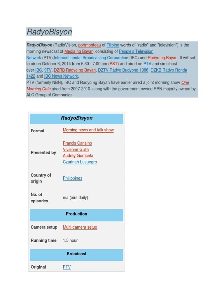 List of Programs Broadcast by People's Television Network Articles ...