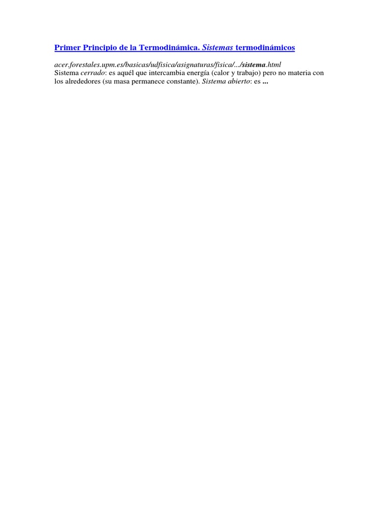Primer Principio de La Termodinámica | PDF