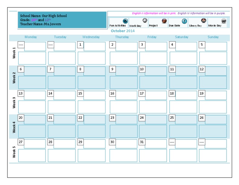 High School October Calendar | PDF