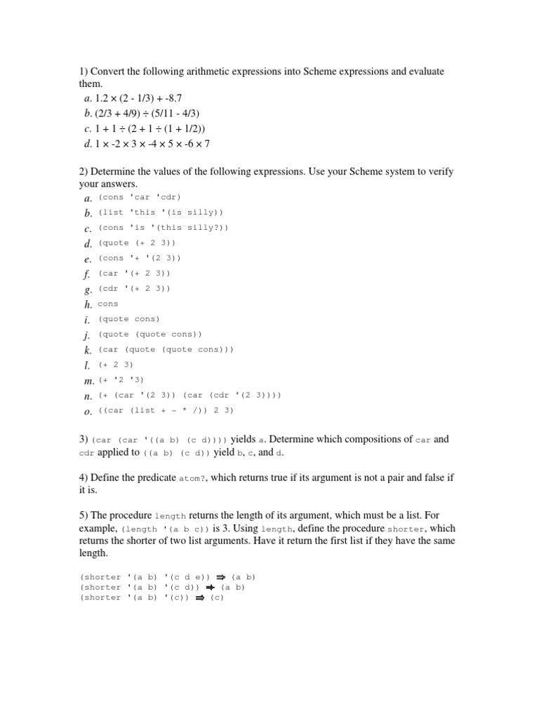 Scheme Expressions and Functions Guide | PDF | Teaching Methods ...