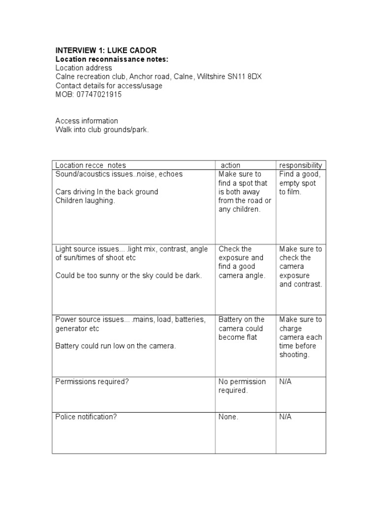 Filming Tips for Outdoor Interviews | PDF