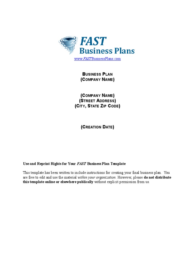 Business Plan Template | PDF | Sole Proprietorship | Strategic Management