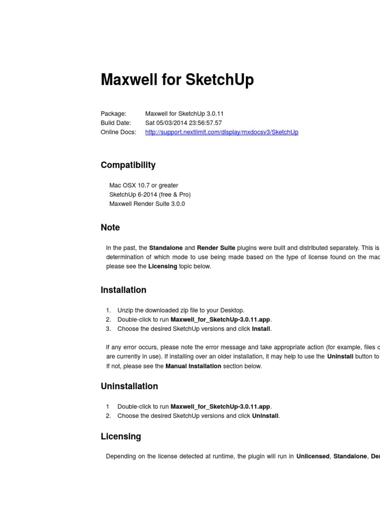 Maxwell for SketchUp Plugin Install | PDF | Sketch Up | Installation ...
