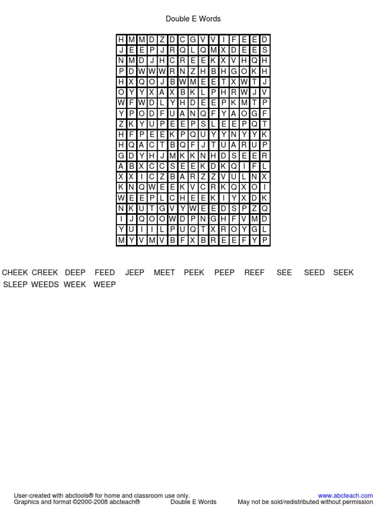 Wordsearch Ee Words | PDF
