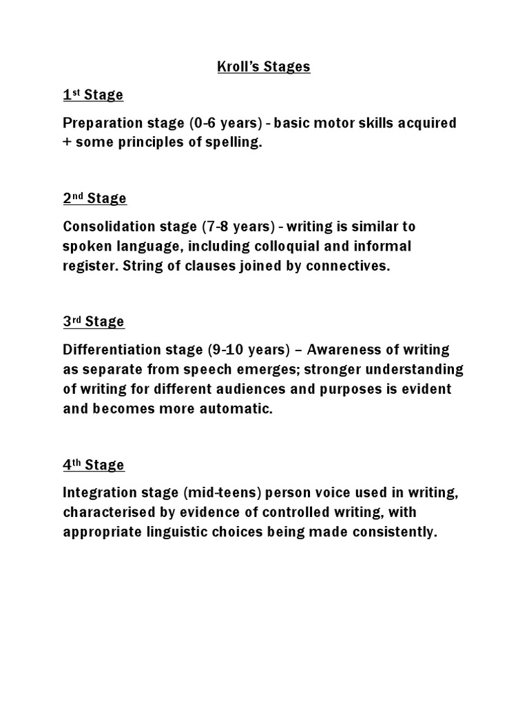 Kroll's Stages | PDF | Language Arts & Discipline
