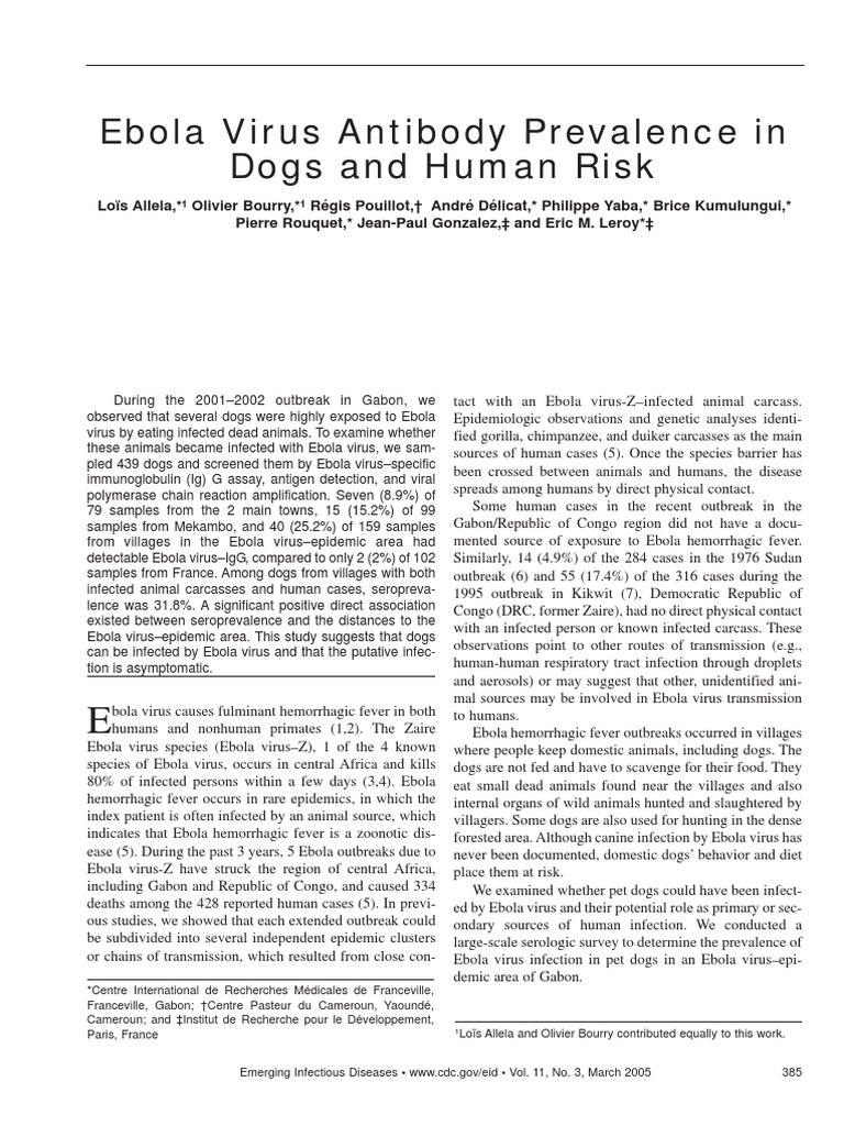 Ebola Virus Seroprevalence in Dogs | PDF | Ebola Virus Disease | Infection