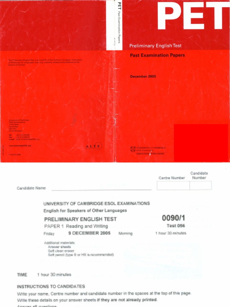 Preliminary English Test - December 2005 With Key PDF | PDF