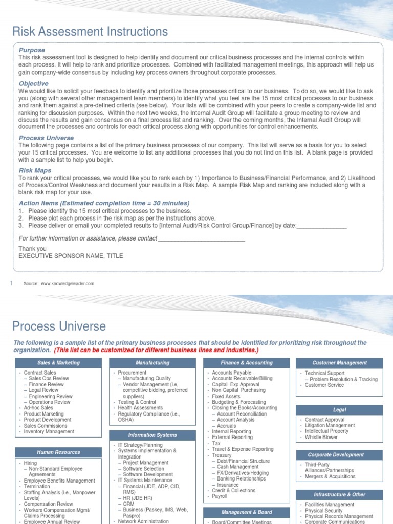 Protiviti - Risk Assessment Sample | PDF | Internal Audit | Procurement