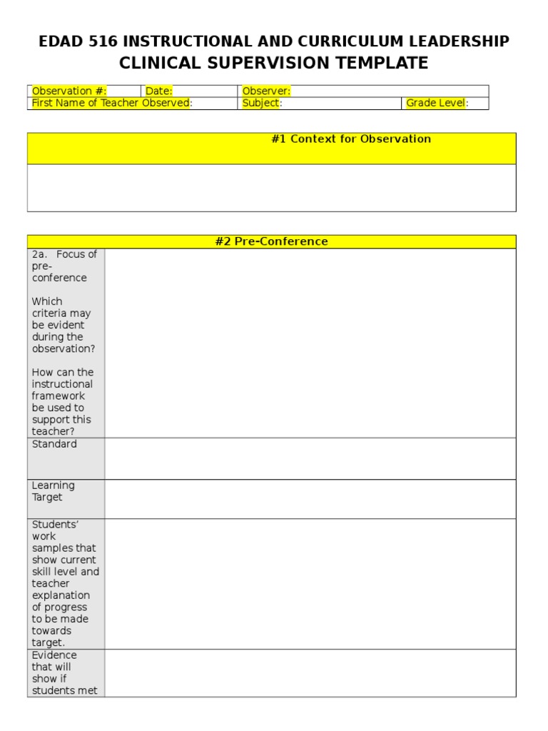 Clinical Supervision Template | PDF