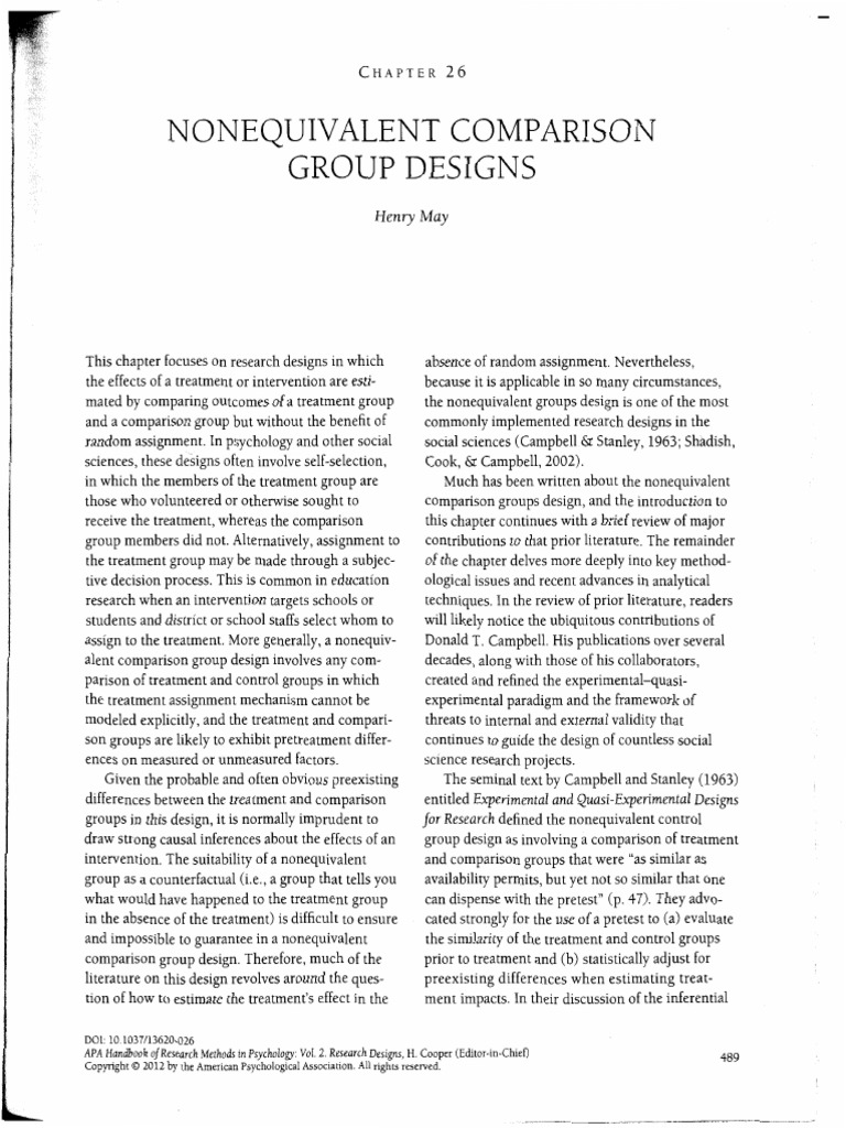 May (2012) Nonequivalent Comparison Group Designs | PDF | Analysis Of ...