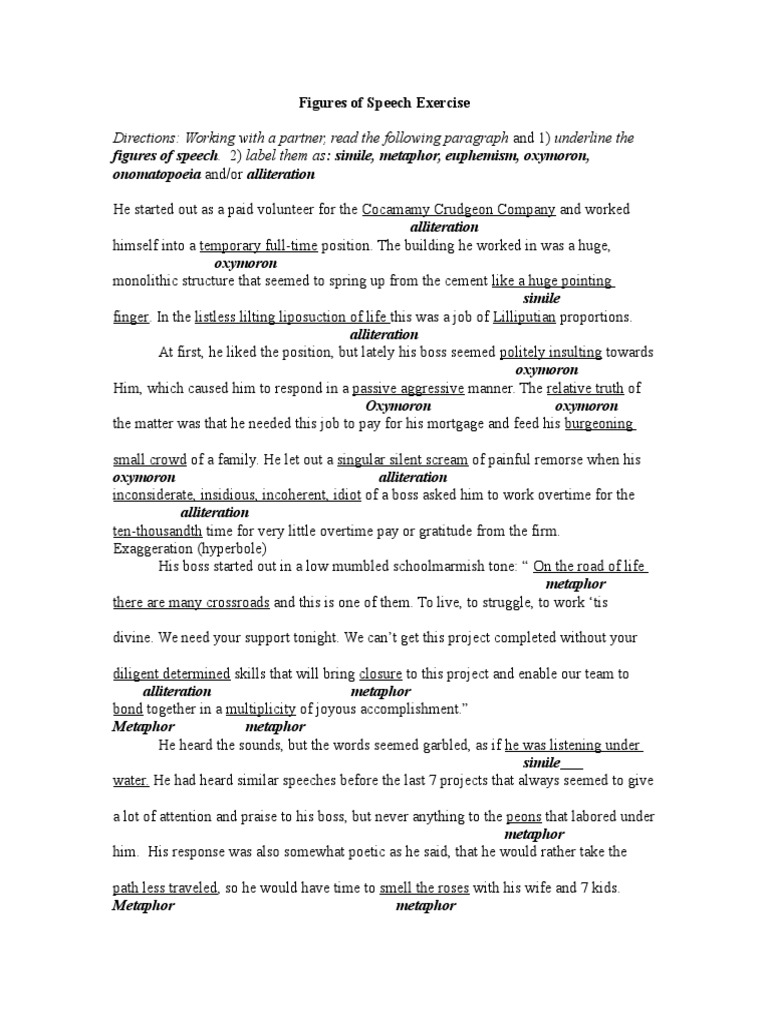 Figures of Speech Paragraph labels.doc | Literary Techniques | Metaphor