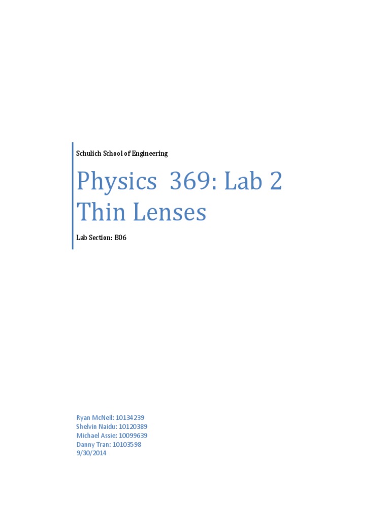 Phys Lab 2 Final | PDF | Lens (Optics) | Glass Applications