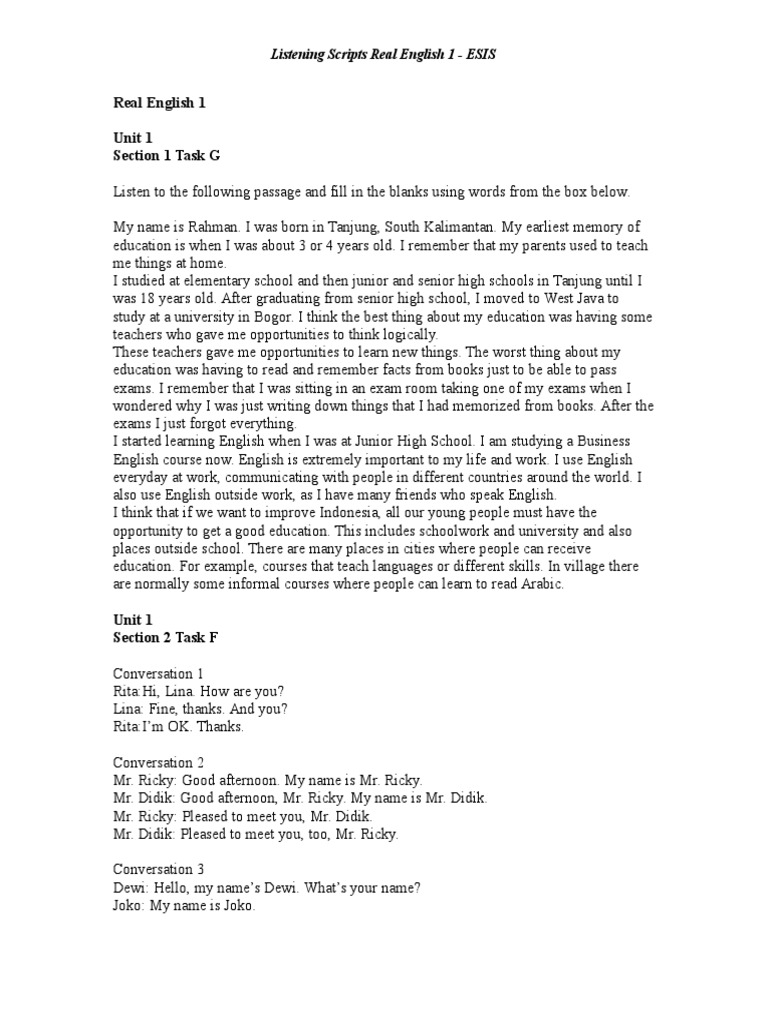 Listening Script Real English 1 | PDF | Solar System | Planets