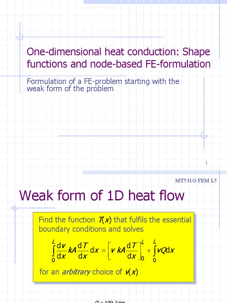 One-Dimensional Heat Conduction: Shape Functions and Node-Based FE ...