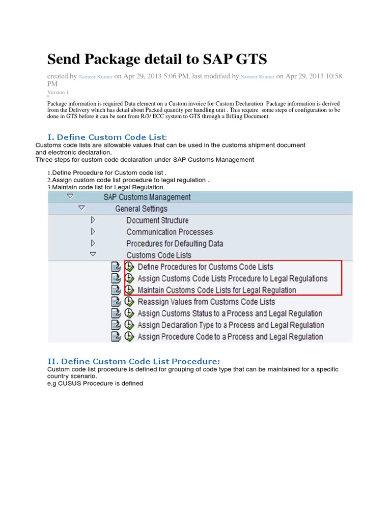 Configuring Package Information Transfer from SAP ECC to GTS for ...