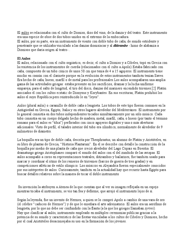 El aulos, instrumento emblemático del culto a Dioniso en la antigua ...