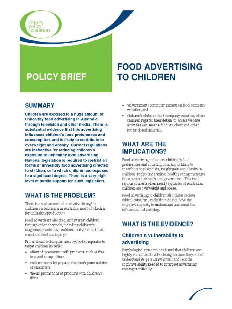 Food Advertising Impact on Children | PDF | Advertising | Obesity