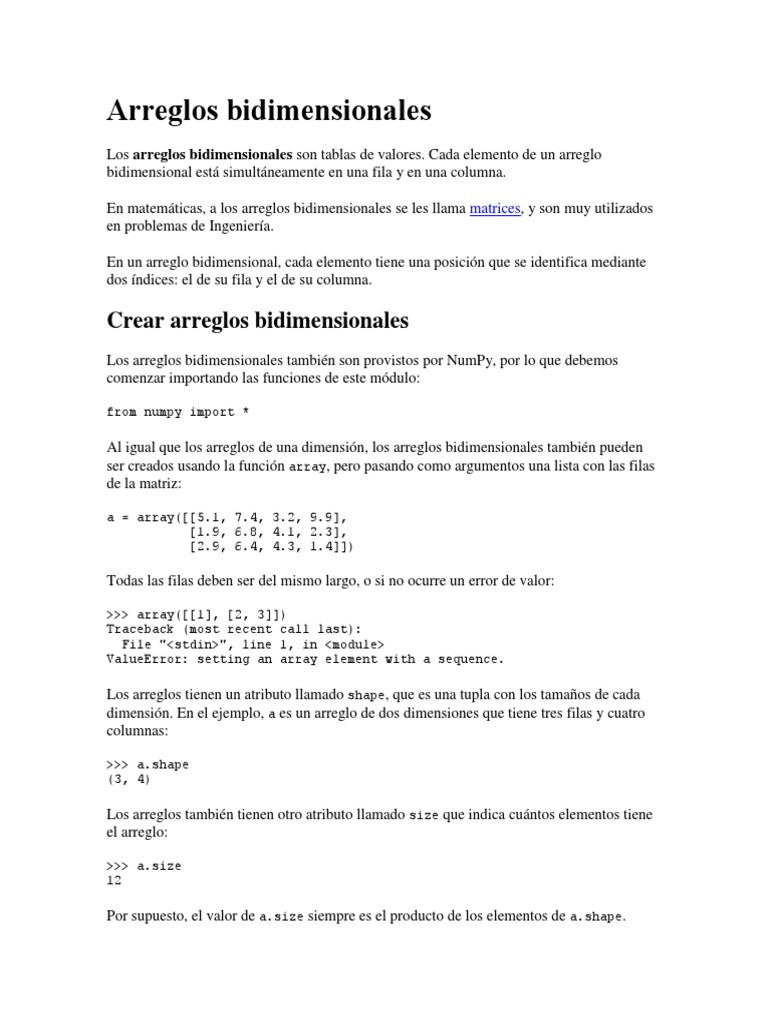 Arreglos Bidimensionales | PDF | Estructura de datos de matriz | Matriz ...