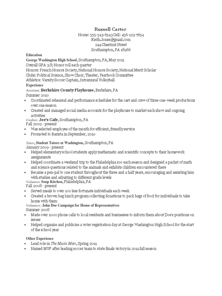 Fake Resume of Russell Carter | PDF