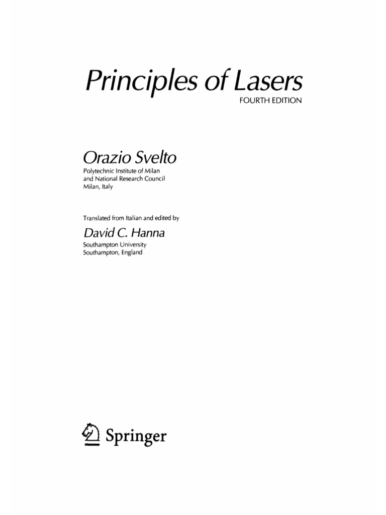(O. Svelto, D. Hanna) Principles of Lasers | PDF