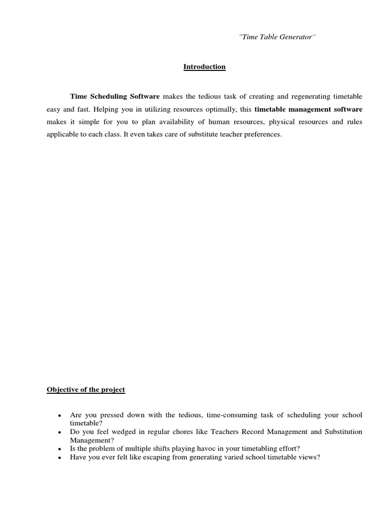 Time Table Generator 1 Pdf Databases Relational Database