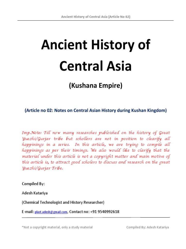 Ancient History of Central Asia - Kushana Empire | PDF
