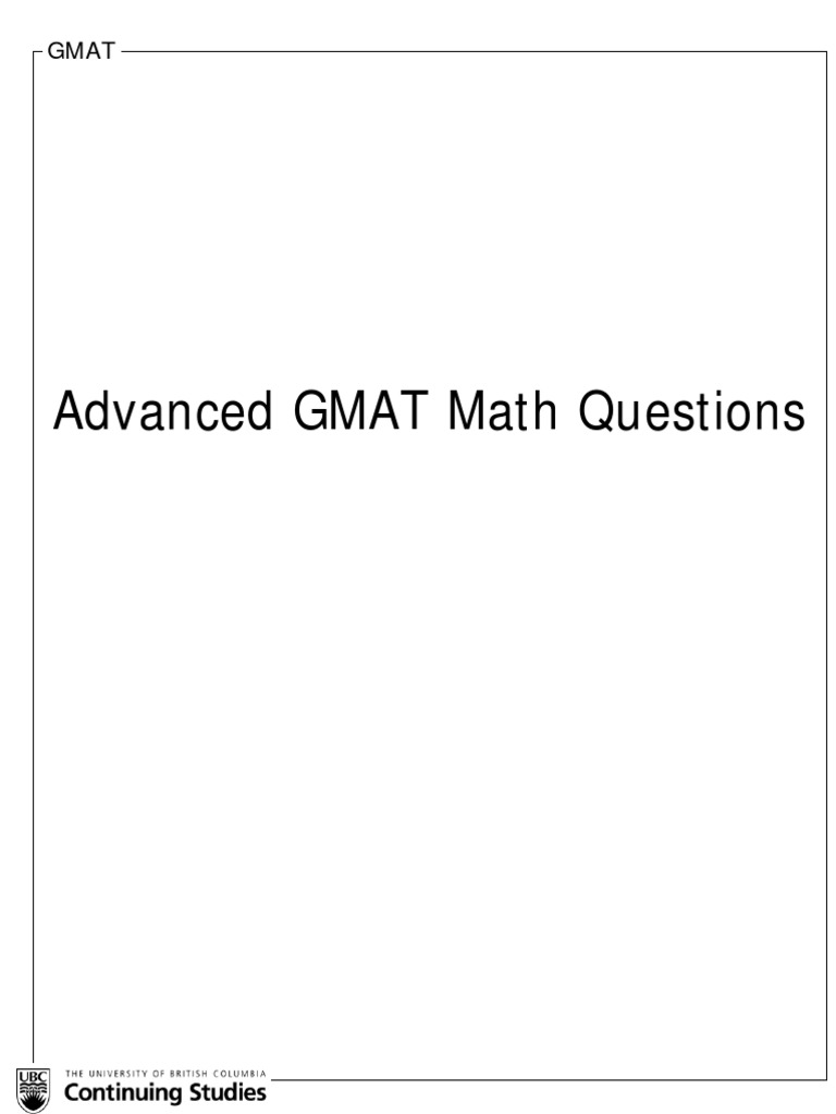 Advanced GMAT Math Questions PDF | PDF | Area | Discrete Mathematics