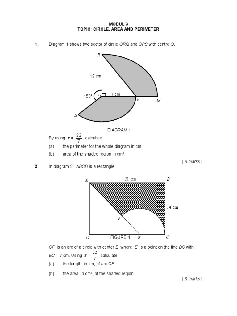 Circle Area and Perimeter Calculations | PDF | Euclidean Plane Geometry ...