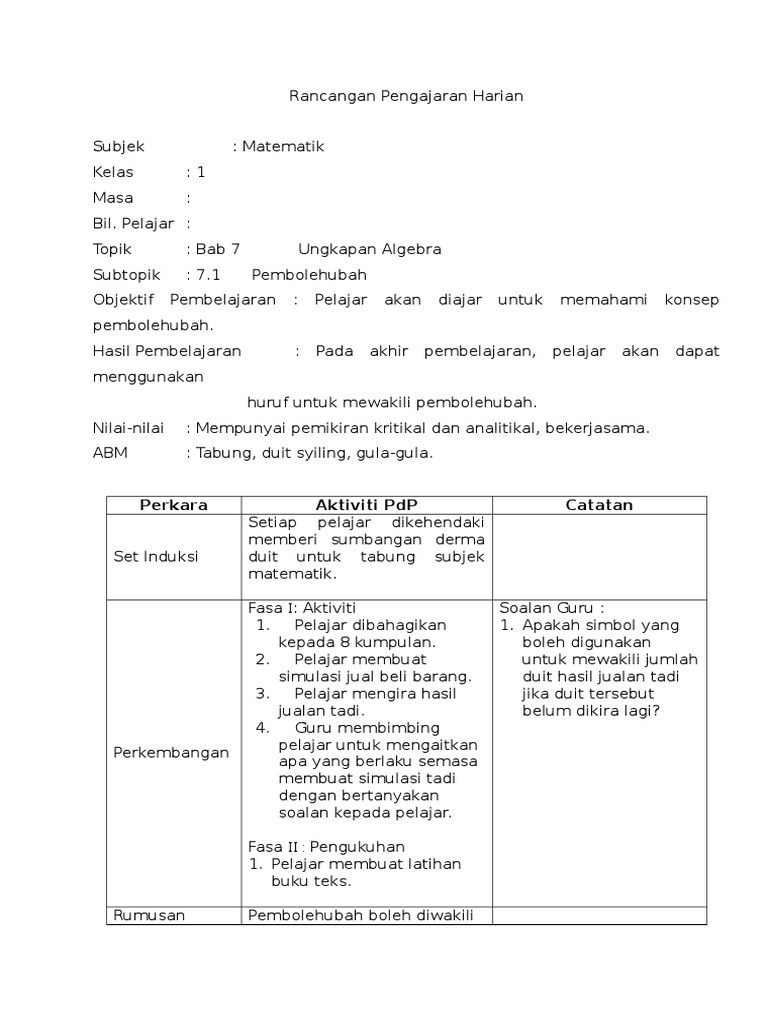 RPH KBAT Matematik | PDF
