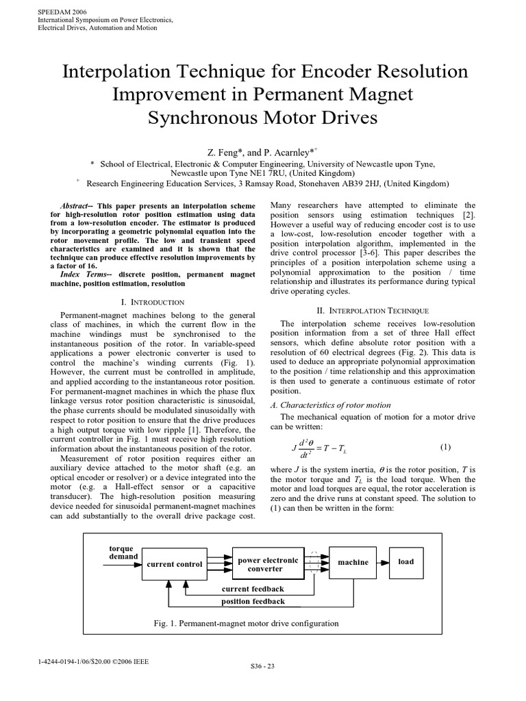 Interpolation Technique For Encoder Resolution Improvement in Permanent ...