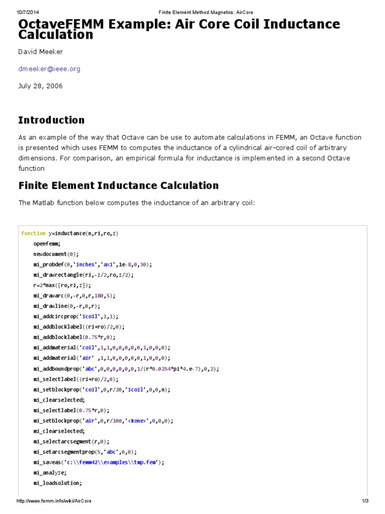 Finite Element Method Magnetics - AirCore | PDF | Inductance | Electromagnetism