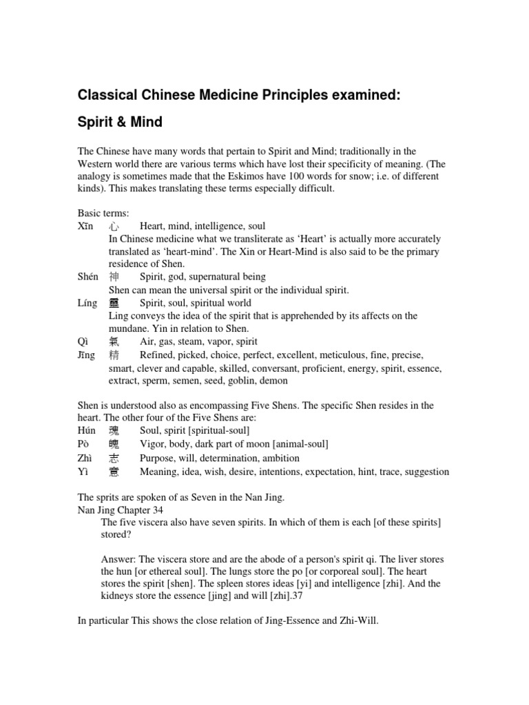 TCM Mind & Spirit | PDF | Traditional Chinese Medicine | Mind