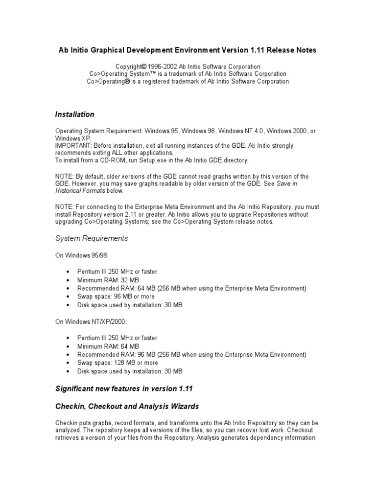 Ab Initio Graphical Development Environment Version 1 Pdf Software