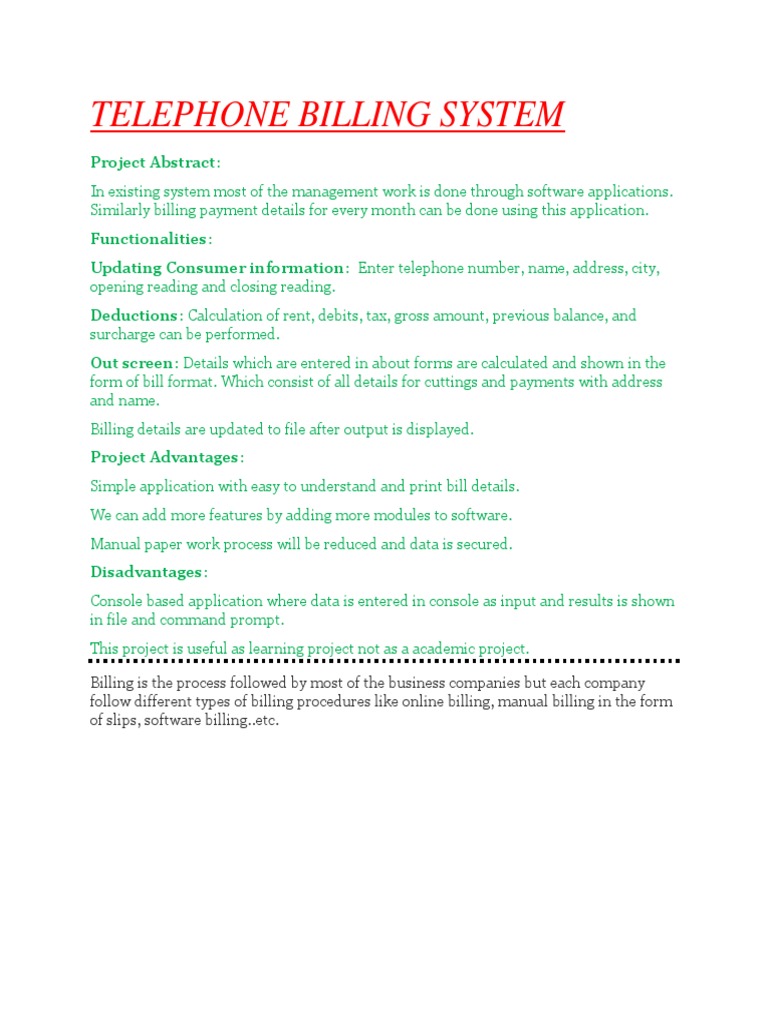 Telephone Billing System | PDF | Command Line Interface | Software