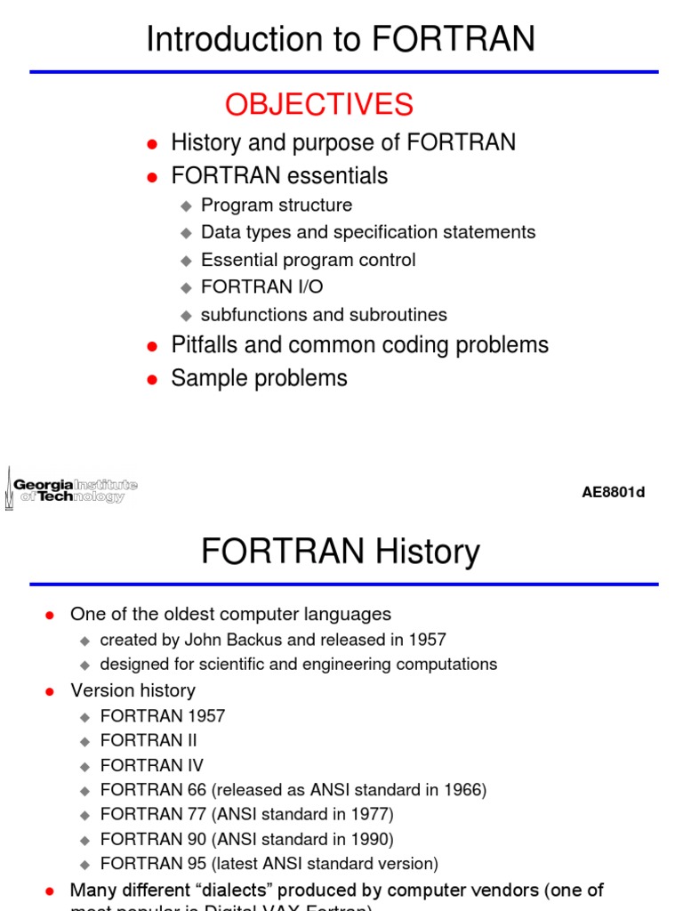 Fortran 1 Subroutine Parameter Computer Programming