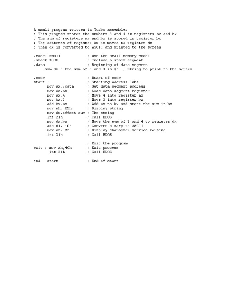 Turbo Assembler | PDF