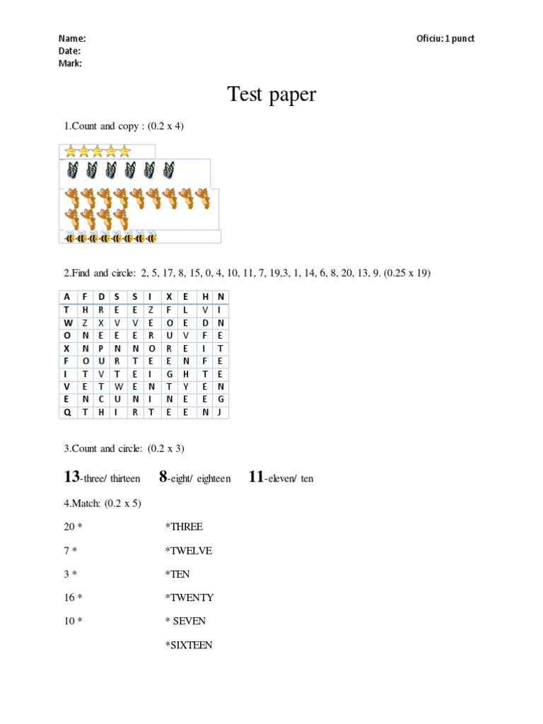 Sweet Test Paper For Children | PDF | Teaching Methods & Materials