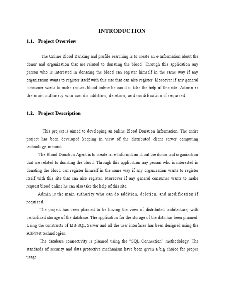 Online Blood Donation Management System Report - Final | Download Free ...