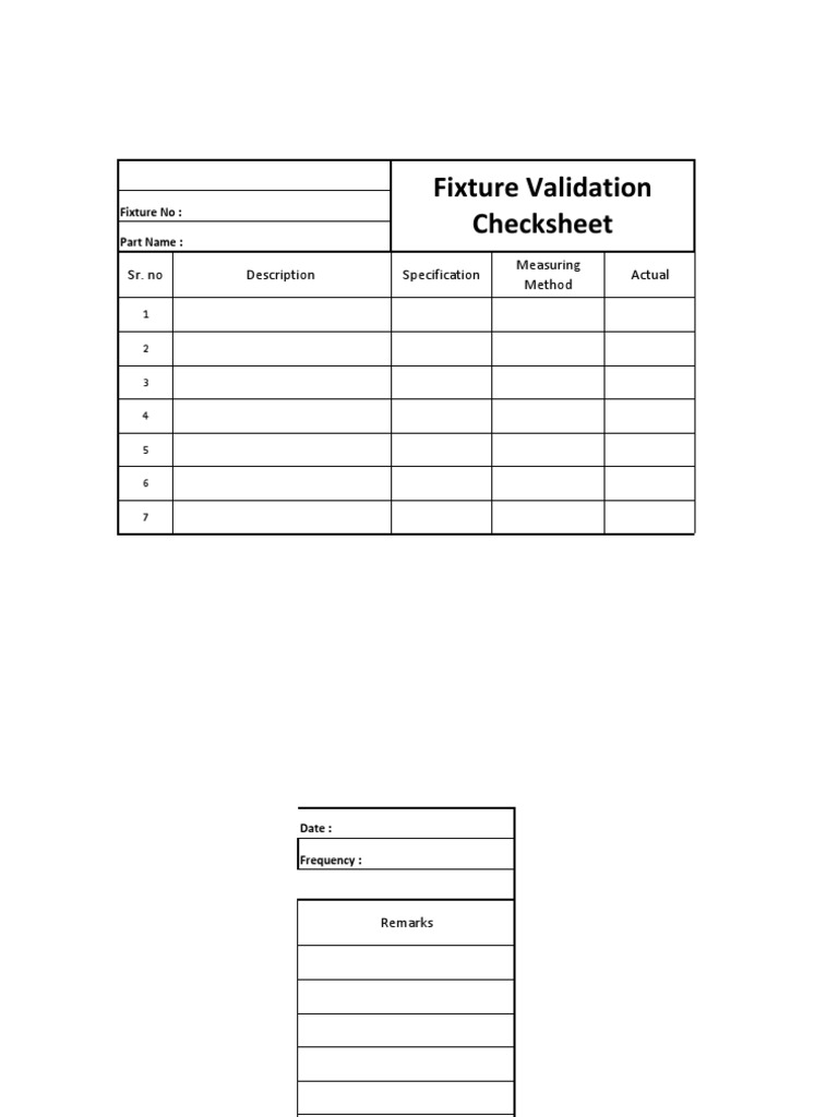 Fixture Validation Checklist | PDF