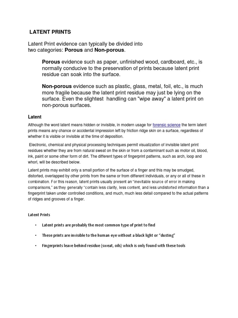 Latent Prints | Download Free PDF | Fingerprint | Manmade Materials